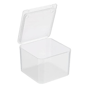 PATIKIL Clear Storage Container with Hinged Lid 40x28mm, 24 Pack Plastic Square Box for Beads Art Craft
