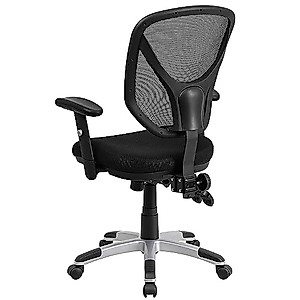 Flash Furniture Sam Mid-Back Black Mesh Multifunction Swivel Ergonomic Task Office Chair with Adjustable Arms