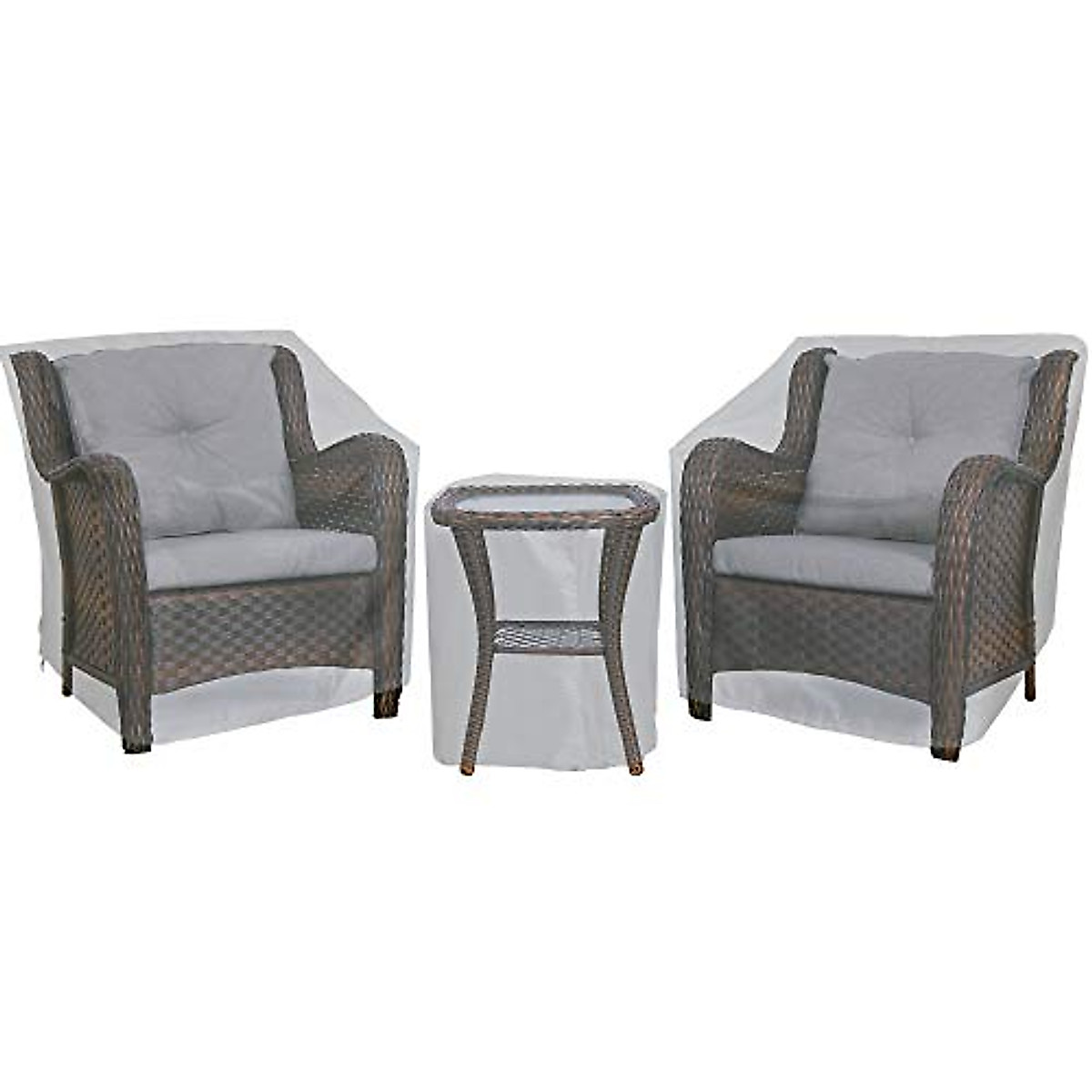 Baner Garden B15 3-Piece Outdoor Veranda Patio Garden Furniture Cover Set with 600D Durable and Water Resistant Fabric