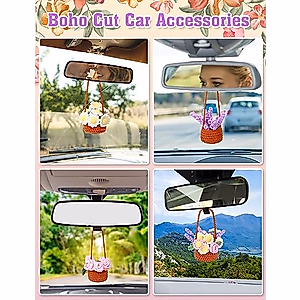 yazi Flower Crochet Kit for Beginners-5 Pack Hanging Potted Plants Crochet Starter Kit with Video, Learn to Crochet Rose Lavender Daisy Heart Cactus Pot for Adults,DIY Knitting Supplies