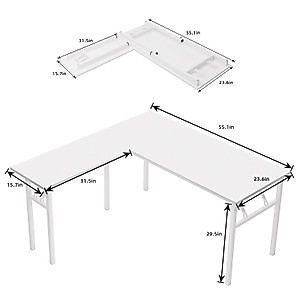 Need L Shaped Desk Computer Desk, Foldable L Desk Corner Desk L Shape Computer Desk Work Desk Home Office Workstation, White