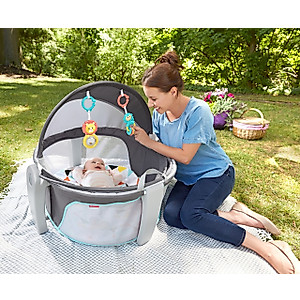 Fisher-Price Portable Bassinet and Travel-Play Area with Baby Toys, Indoor and Outdoor Use, On-the-Go Baby Dome, Windmill
