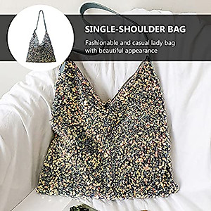 VALICLUD Womens Sequins Tote Bag Sparkling Shoulder Bag Handbag Portable Shopping Bag