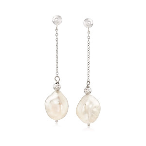 Ross-Simons 11-12mm Cultured Baroque Pearl and Sterling Silver Jewelry Set: Earrings, Bracelet and Necklace. 18 inches