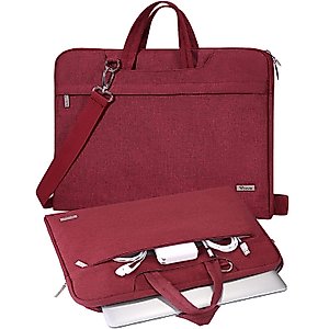 V Voova Laptop Bag Carrying Case 15 15.6 16 inch with Shoulder Strap for Women, Slim Computer Sleeve Compatible for MacBook Pro 15/16, Dell XPS 15, HP Asus Acer Lenovo Notebook, Red