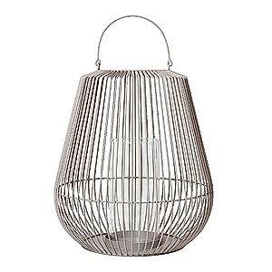 blomus NIDEA Decorative Lantern 18" x 21", Mourning Dove (Lt. Brown/Grey)