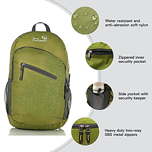 Outlander Packable Handy Lightweight Travel Hiking Backpack Daypack, Green