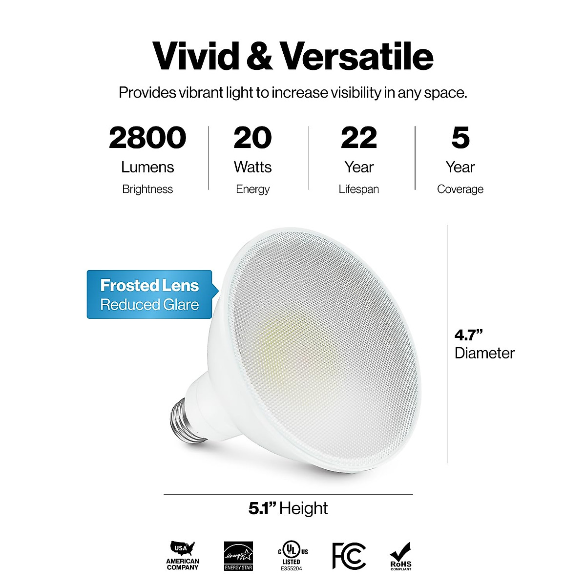 Sunco 6 Pack Outdoor LED Flood Light Waterproof PAR38 LED Bulb Dimmable, 2800 Lumens, 20W=250W, 3000K Warm White, E26 Base, UL Listed.