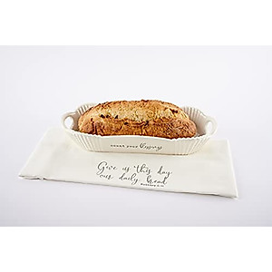 Mud Pie Blessings Bread Bowl and Towel Set, White, Small