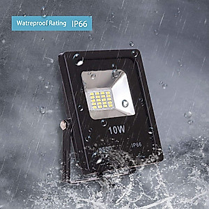 WeDo 10W Ultra Bright Outdoor SMD LED Flood Light Reflector IP66 Waterproof Wall Garden Home Yard Hotel Pathways Security Lights with US Plug Daylight White 6500K