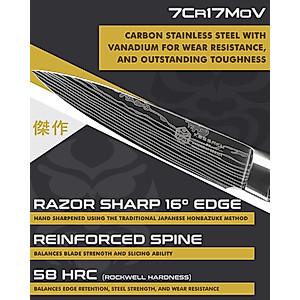 KESSAKU Offset Bread Deli Serrated Knife - 8 inch - Samurai Series - Razor Sharp Kitchen Knife - Forged 7Cr17MoV High Carbon Stainless Steel - Wood Handle with Blade Guard