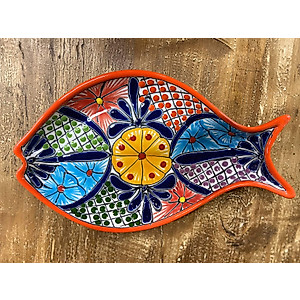 Talavera Fish Shaped Serving Platter, Appetizer Plate