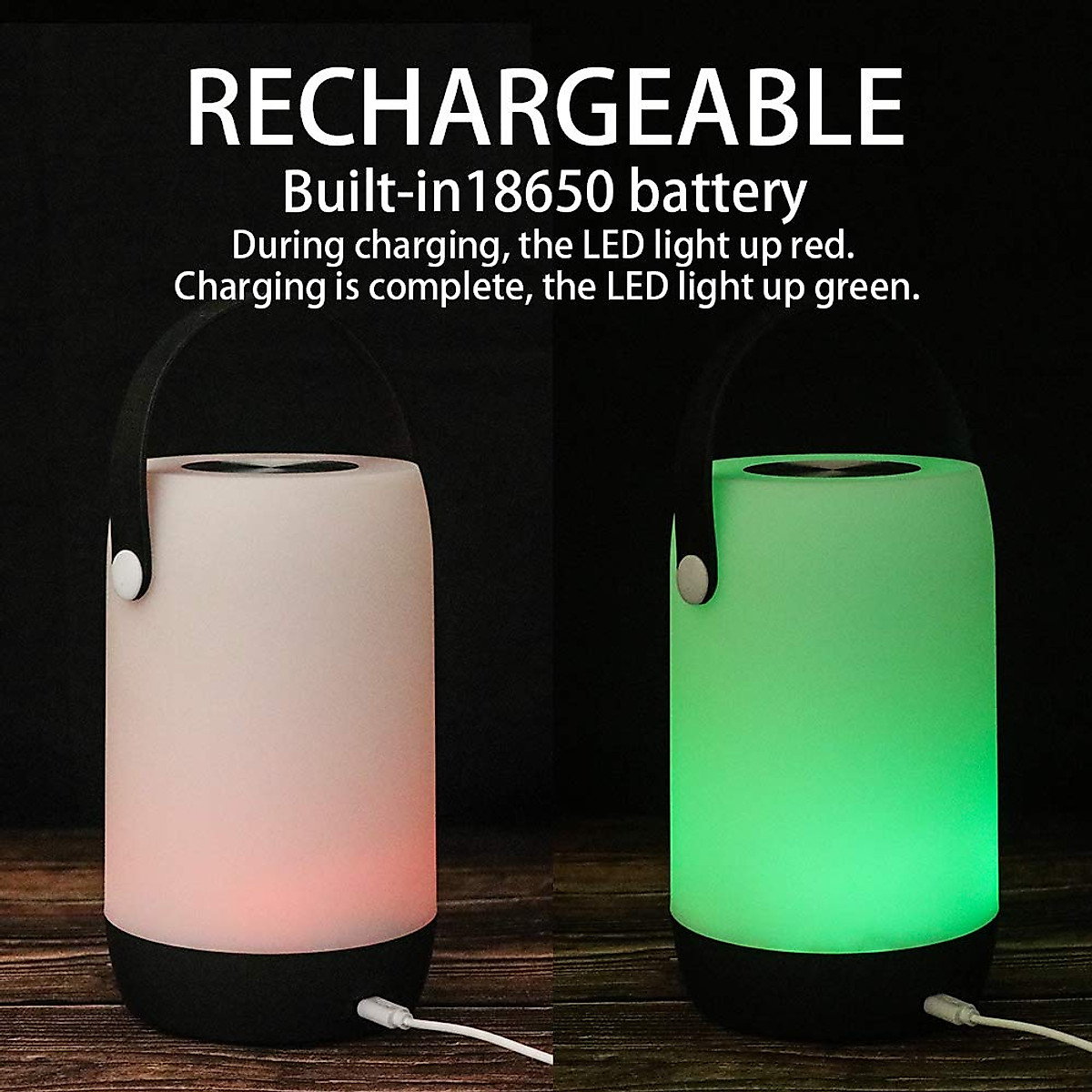 Eldnacele Table Lamp-Touch Sensor Lamp for Kids Bedroom, Portable USB Rechargeable Dimmable Baby Night Light with White Light, LED Night Lights, 2 Pack