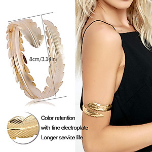 RIOSO 6 Pieces Arm Cuff Upper Arm Band Cuff Bracelet Bangle for Women Silver Gold Adjustable Armband Set