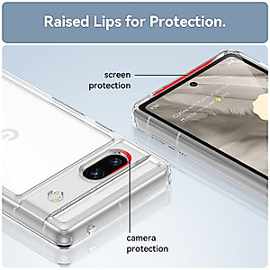 Guarishel for Google Pixel 7a Case: with [Tempered Glass Screen Protector][Built-in 4 Airbags][Not-Yellowing] Military-Grade Shockproof Protective Phone case for Google Pixel 7a, Crystal Clear