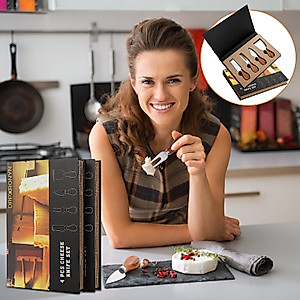 DRPORONYN Cheese Knife Set, Cheese Knives For Charcuterie Board, Stainless Steel 4-Piece Cheese Cutter (Original Aacia Handle) Gift Ready