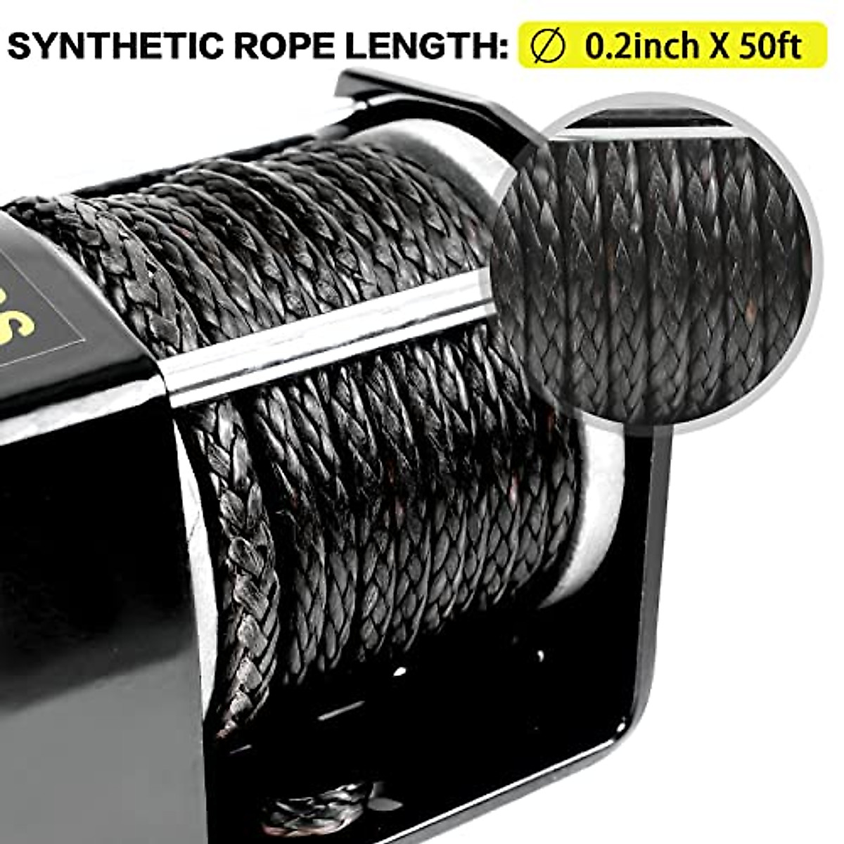 ATV Winch 3000LB, 12V DC Electric Winch with 50Ft Synthetic Rope, Wireless Remote Control, Roller Fairlead, Waterproof Winch Set for ATV UTV Towing Truck