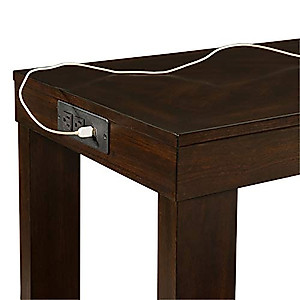 BOWERY HILL Drew Multipurpose Home Kitchen Dining Nook Bar Living Room Sofa Table Set with 3 Upholstered Stools, Chairs in Dark Walnut and Taupe Fabric