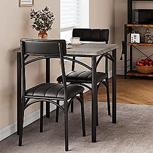 Amyove Kitchen Dining Set for 2, Table and 2 Chairs, Rustic Gray