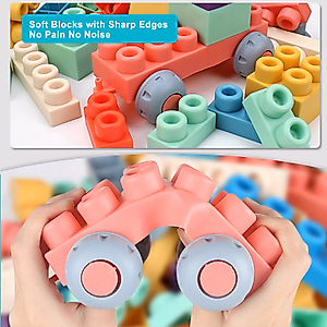 BLUECEDAR Newest Soft Building Blocks Set for Toddler,Baby Ages 6 Month Old and Up,Safe Playing,Learning Stacking Block Toys,Non Wooden Gift for Kid Girl/Boys,20Pieces