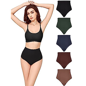 VIVISOO No Show High Waisted Underwear for Women Seamless Thong Quick Drying Athletic Panties Ladies Breathable High Waist Shaping G-Strings Dark Pack X-Large