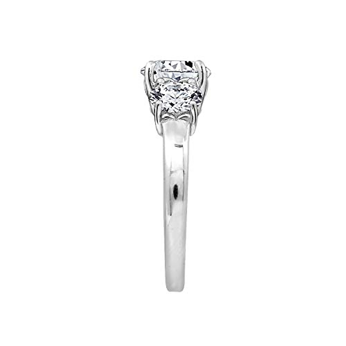 Amazon Essentials Platinum-Plated Sterling Silver Round 3-Stone Ring made with Infinite Elements Cubic Zirconia (3 cttw), Size 8 (previously Amazon Collection)