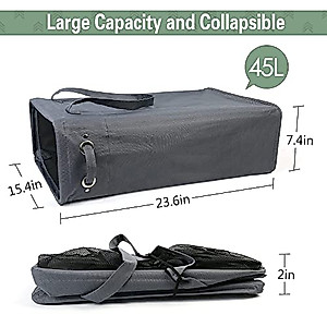 LotFancy 45L Slim Laundry Hamper with Handles, 22’’ Small Thin Laundry Hamper, Narrow Laundry Basket, Foldable Dirty Clothes Corner Bin, Storage Basket for Women Men