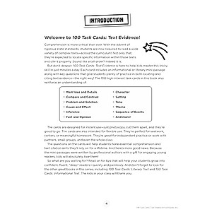 100 Task Cards: Text Evidence: Reproducible Mini-Passages With Key Questions to Boost Reading Comprehension Skills