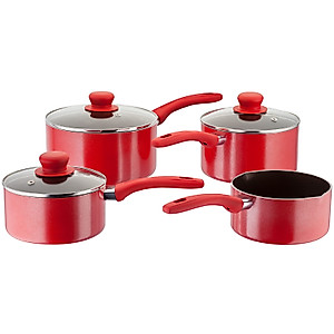 Judge Radiant JOMB2 Teflon Non-stick 7-Piece Saucepan Set, Milk Pan, 1.5QT, 3QT & 4QT Pans, Glass Lids with Vent, Induction Ready, Oven Safe - 25 Year Guarantee