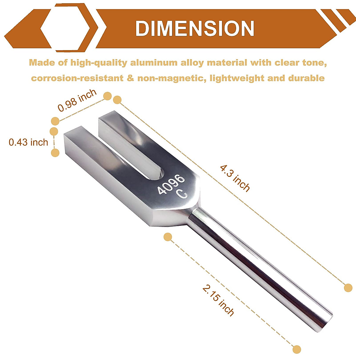 4096 Hz Tuning Fork, Crystal Tuning Fork for Healing, Medical-Grade with Wood Hammer and Soft Storage Bag