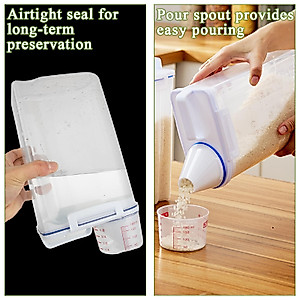 AKOLAFE 4 Pack Flour Container 5LB Pantry Food Storage Containers with Lids Airtight & Measuring Cup Small Air Tight Rice Holder Bin Plastic Cereal Grain Dispenser Kitchen for Sugar Dry Goods Pet Food