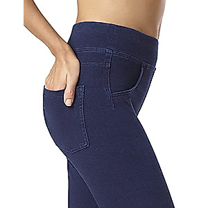 HUE Women's Super Soft Stretch High Rise Denim leggings, No Side Seams