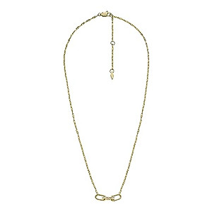 Fossil Women's Stainless Steel Gold-Tone Heritage D-Link Glitz Chain Necklace, Color: Gold (Model: JF04523710)