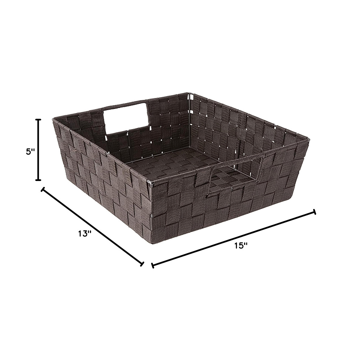 Whitmor Espresso Woven Strap Shelf Storage Tote Basket