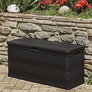Festnight Garden Storage Deck Box Weather Resistant Storage Cabinet Cushions Pillows Blankets Toys Organizer for Patio Lawn Indoor Outdoor Furniture Black 46.1 x 17.7 x 22 Inches (L x W x H)