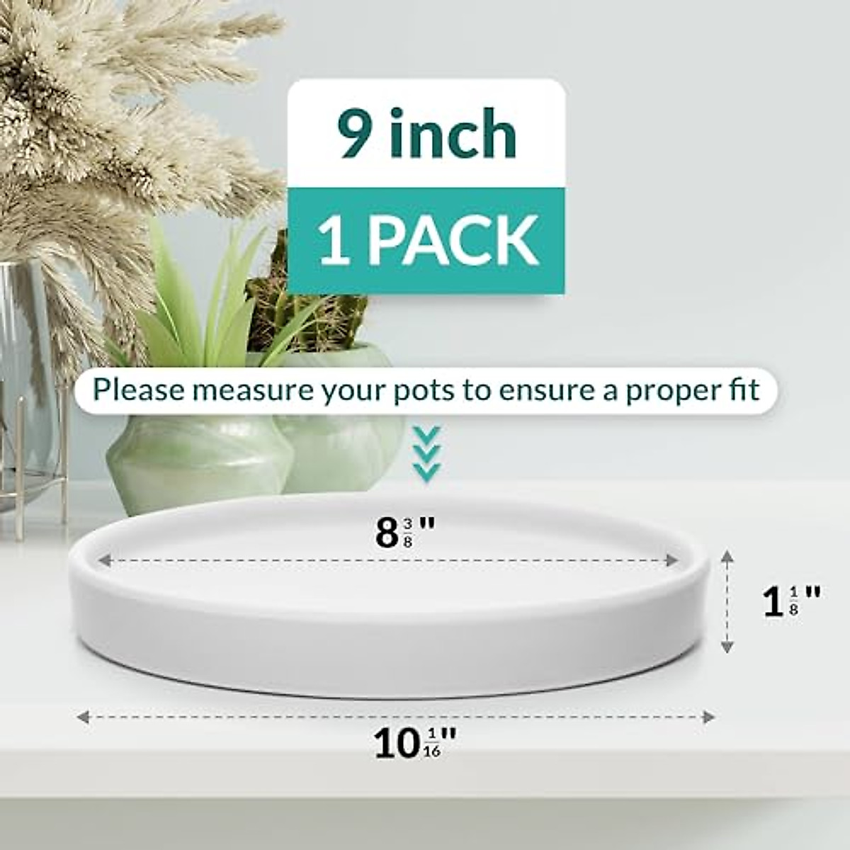 Willowy Matte White Ceramic Pot Saucer - Drainage Tray for 6, 7, 8, 9 Inch Planters + More Sizes