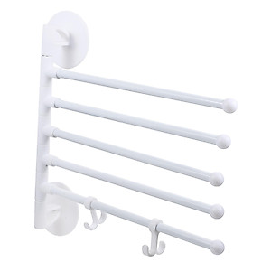 PRETYZOOM 1 Set Drying Rack Swivel Towel Rack Coat Hangers Towels Towel Bar Bath Towel Rack Towel Rod Towel Hanging Shelf Kitchen Towel Rack White No Punching Dishcloth to Rotate Rubber