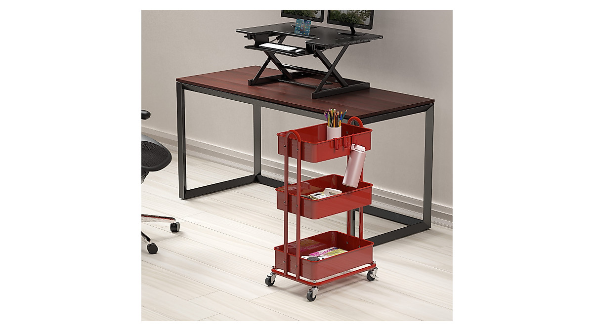Shop Simple Houseware 3-Tier Metal Utility Cart - Red