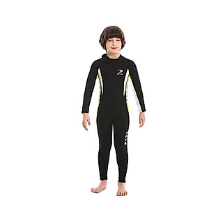 2.5mm Neoprene Kids full Wetsuit, One Piece Swimsuit for boys and girls, Children Diving Suit with Back Zip for Swimming, Diving, Snorkeling and Other Water Sports