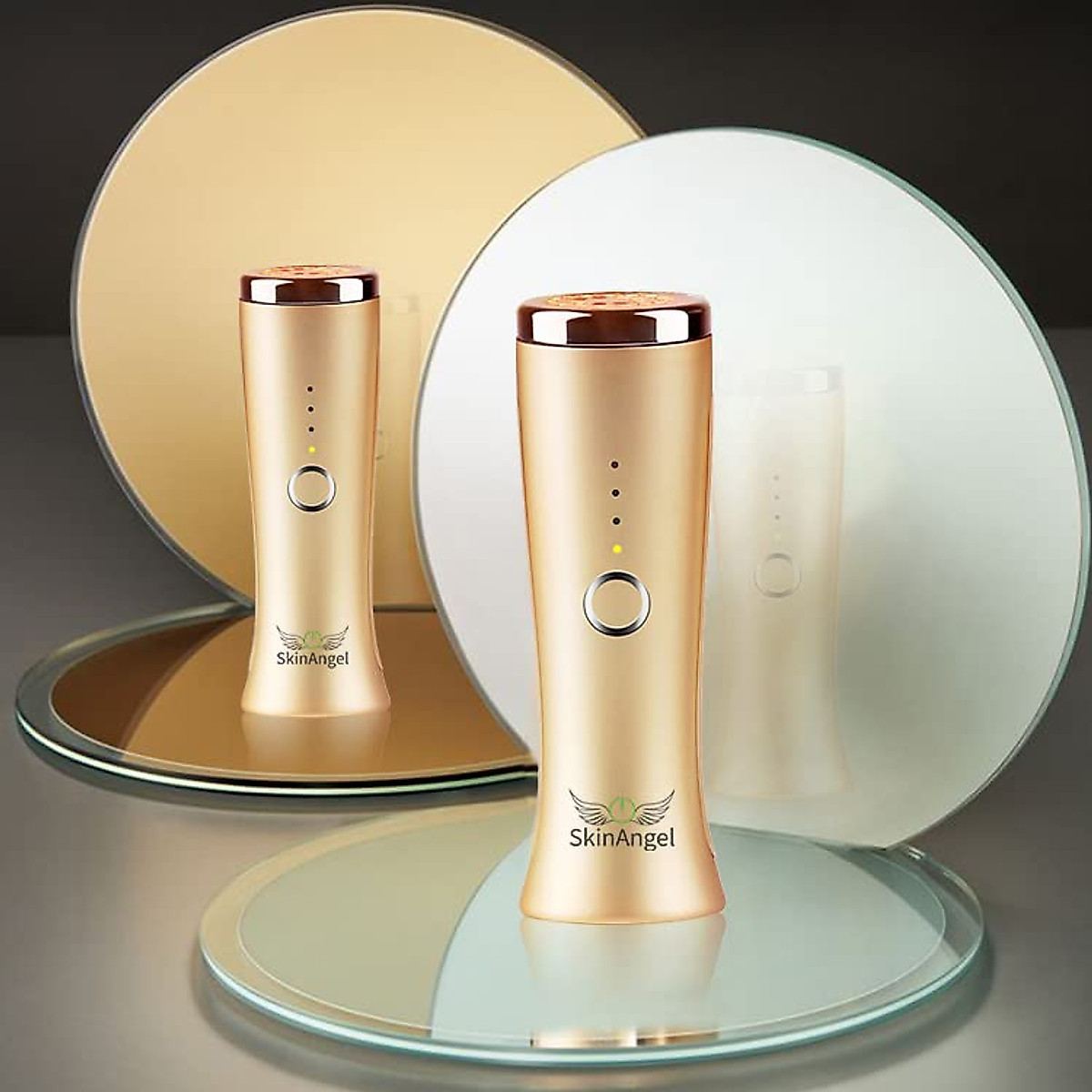 SkinAngel Red Light Therapy for Face & Neck - FDA Cleared - Infrared Skin Tightening Machine – Wand for Wrinkle Removal, Anti Aging Devices, Skin Rejuvenation - Golden