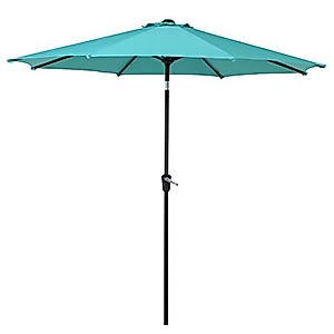 Grand patio 9 FT Enhanced Aluminum Patio Umbrella, UV Protected outdoor Umbrella with Auto Crank and Push Button Tilt, Blue