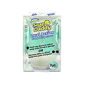Scrub Daddy Soap Dispenser - Soap Daddy, Dual Action Bottle for Kitchen & Bathroom Sink or Shower, Refillable with Dish Washing up Liquid or Hand Wash, as Used by Mrs Hinch, Clear Plastic Flower Top