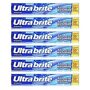 Colgate Ultra Brite Advanced Whitening Fluoride Toothpaste, Clean Mint, 6 Count