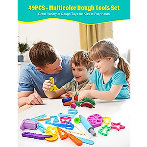 Play Dough Tools Set for Kids - 40PCS Playdough Toys Accessories with Shapes Cutters Extruder Kiddy Dough Tools Kit for Girls Boys