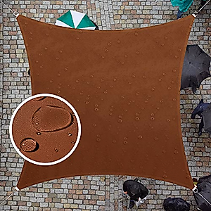 ColourTree 14' x 14' Brown Square Waterproof Sun Shade Sail Canopy Awning Shelter Fabric Screen, 95% UV Blockage UV & Water Resistant, for Outdoor Patio Garden Carport (We Make Custom Size)
