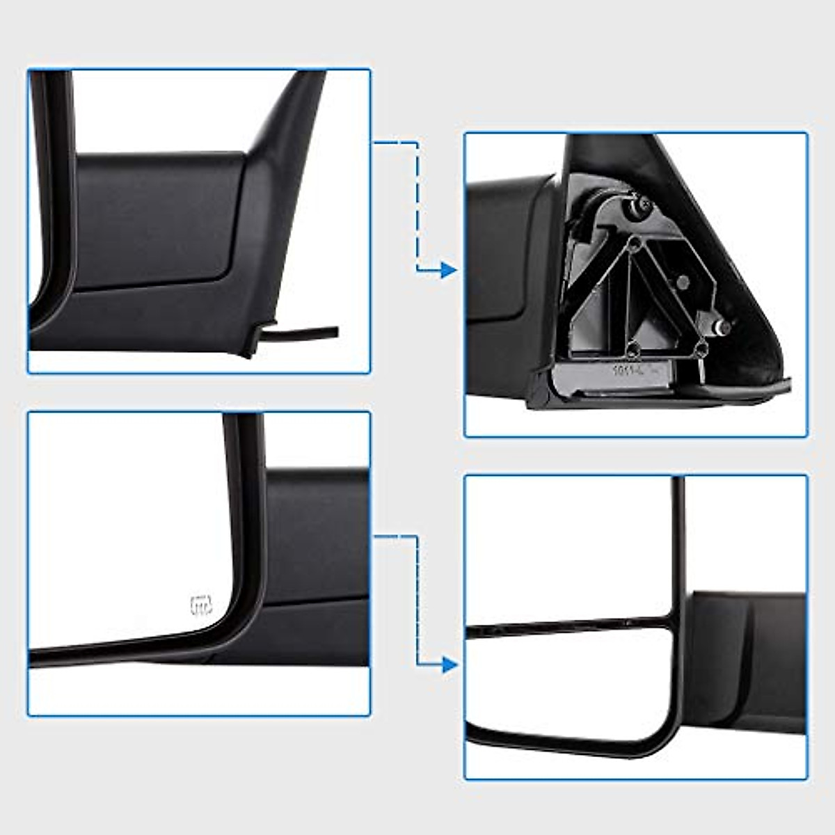 ECCPP Tow Mirrors Replacement fit for 2009-2015 for Dodge for Ram Truck Pickup Black Manual Towing Side View Mirrors Pair Passenger & Driver Side