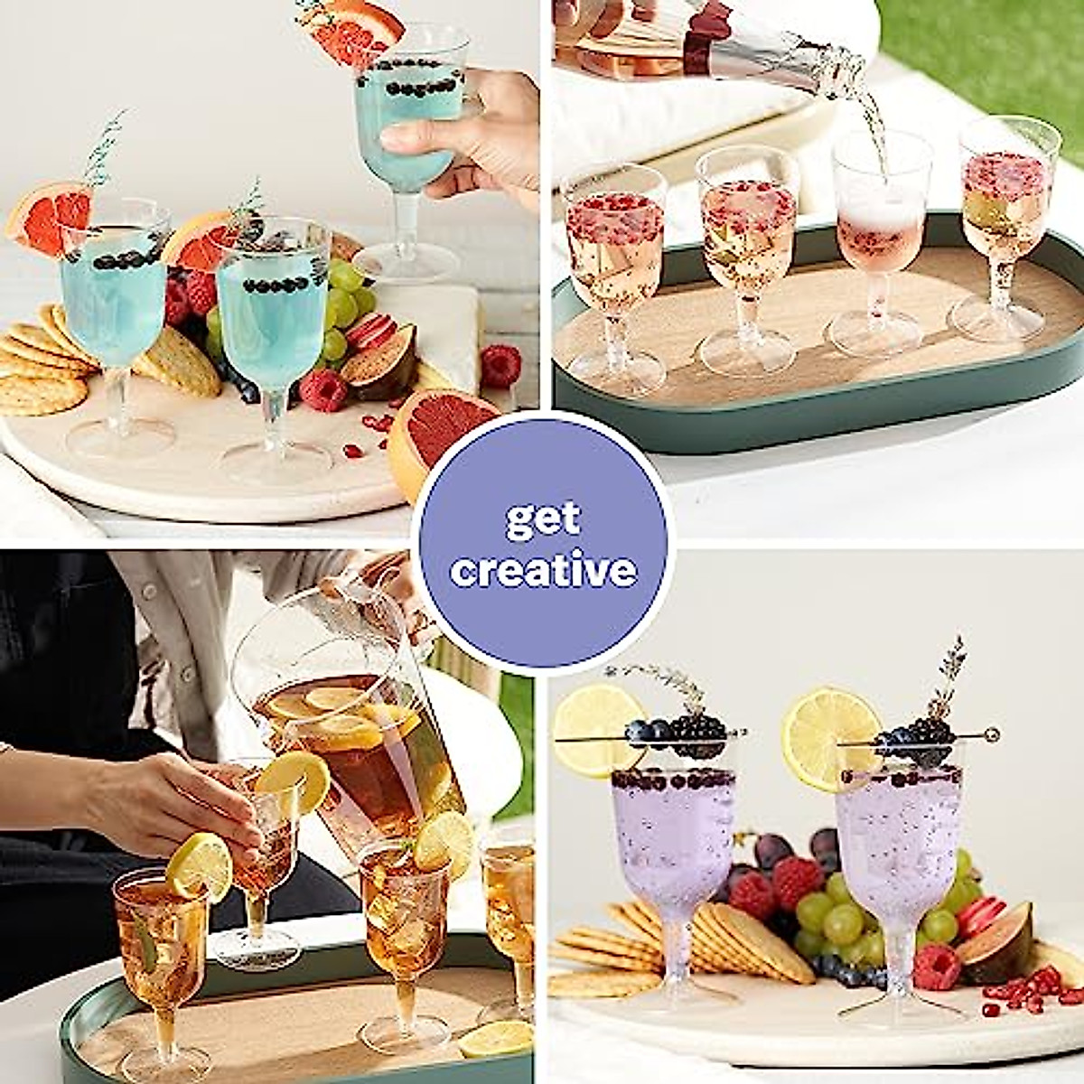 MATANA 48 pc Clear Plastic Wine Glasses with Stem for Parties (6oz) - Plastic Wine Cups, Wine Goblets for Wedding, Anniversary, Garden, Parties, Indoor, Outdoor Events, Barbecue - BPA Free & Reusable