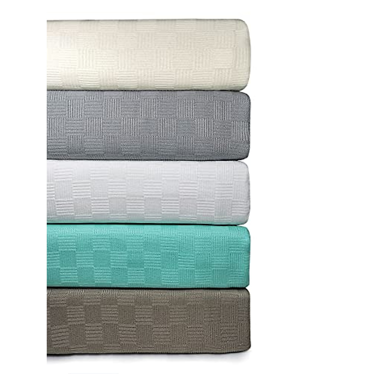 Maura All Season Bamboo Cotton Decorative Thermal Bed Blankets, Classic Basket Wave Breathable, Super Soft, Cozy Blanket and Perfect for Layering Any Bed. King Large Size 108”x 90”