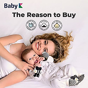 BABY K Foot Finder Socks & Wrist Rattles (Set E) - Newborn Toys for Baby Boy or Girl - Brain Development Infant Toys - Hand and Foot Rattles Suitable for 0-6, 6-12 Months Babies - Mother's Day Gift