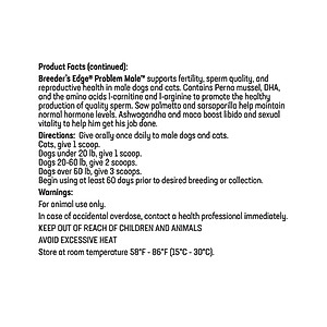 Breeder's Edge Problem Male Powder, Male Fertility Supplement for Cat/Dog, 90 Scoops